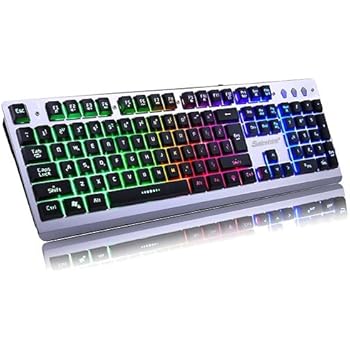 Amazon.com: Rainbow Backlit Keyboard Sokaton Wired Gaming Keyboard LED ...