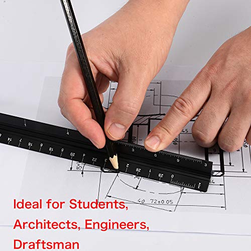 Accessbuy Architectural Scale Ruler, 12 Inch Solid Aluminum Architect ...