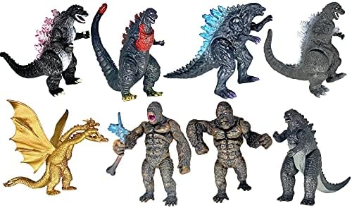 TwCare Set of 8 Attacking King Kong vs Godzilla Toys Movable Joint Action Figures King of the ...