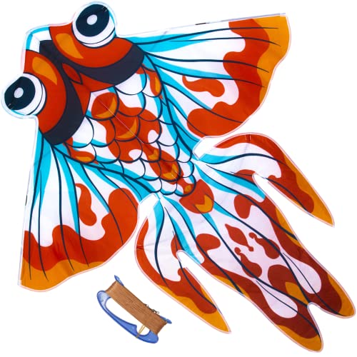 GiddyKat Giant Fish Kite - Goldfish Koi Dragon Beach Kite - Over 5 Feet ...