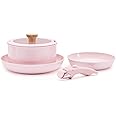 Amazon.com: Hausfrau pink pots and pans set removable handle non stick ...