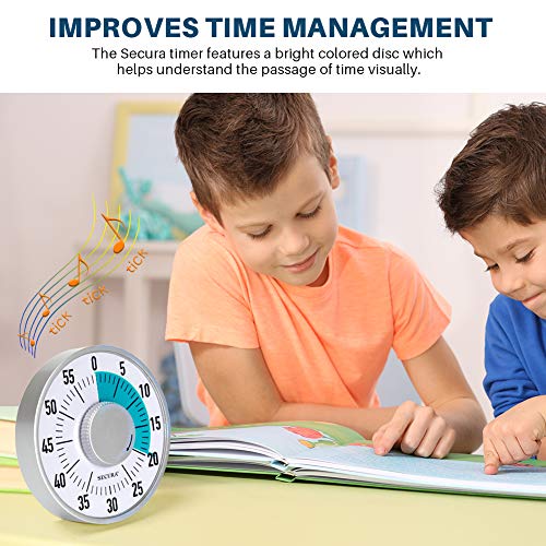 Secura 60-Minute Visual Timer 6-Inch Mechanical Countdown Timers for ...