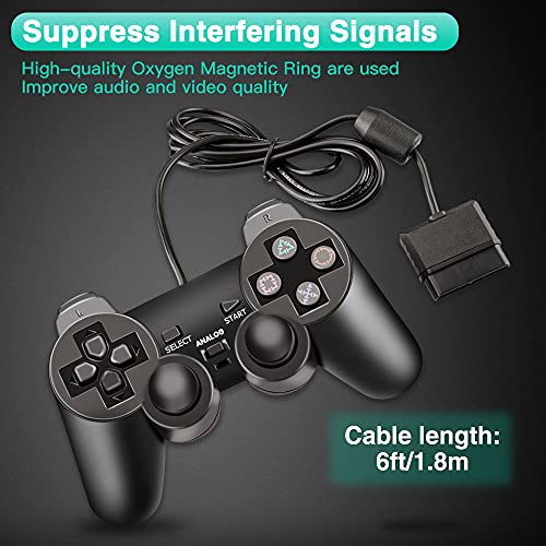 Wired Controller for PS2 Console, Dual Vibration Game Controller ...