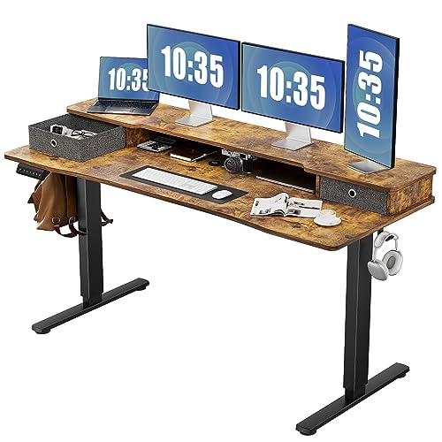 DUMOS Adjustable Height Electric Sti to Standing Desk with Drawer,63 x ...