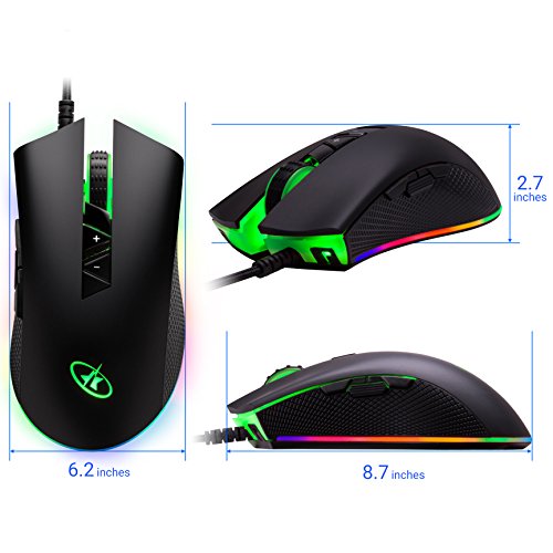 ROSEWILL RGB Gaming Mouse, LED Lighting, Wired USB, Gaming Mice for ...