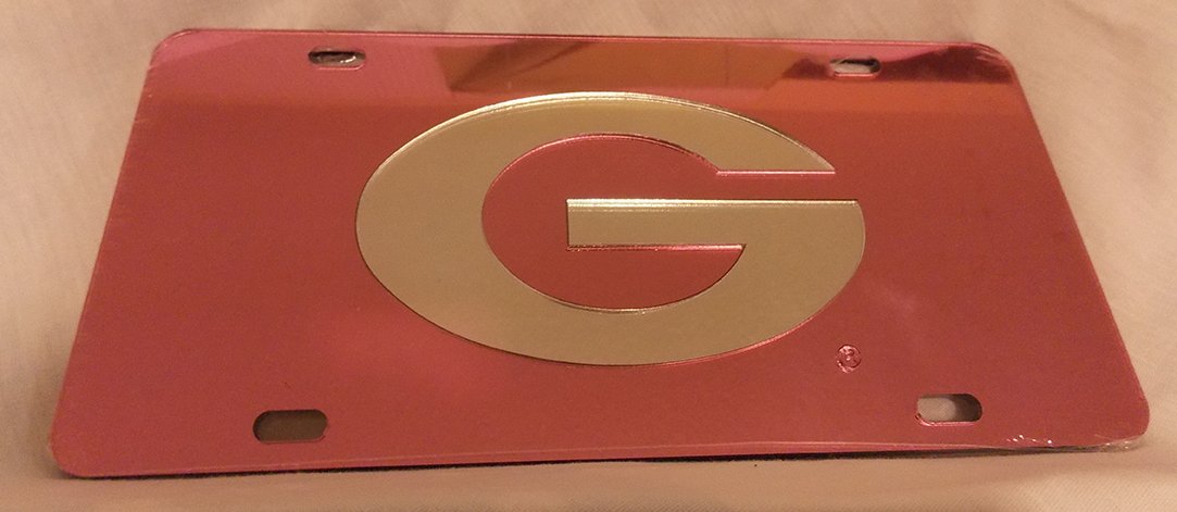 Amazon.com : Georgia Bulldogs Pink w/Silver G Car Tag : Sports Fan ...