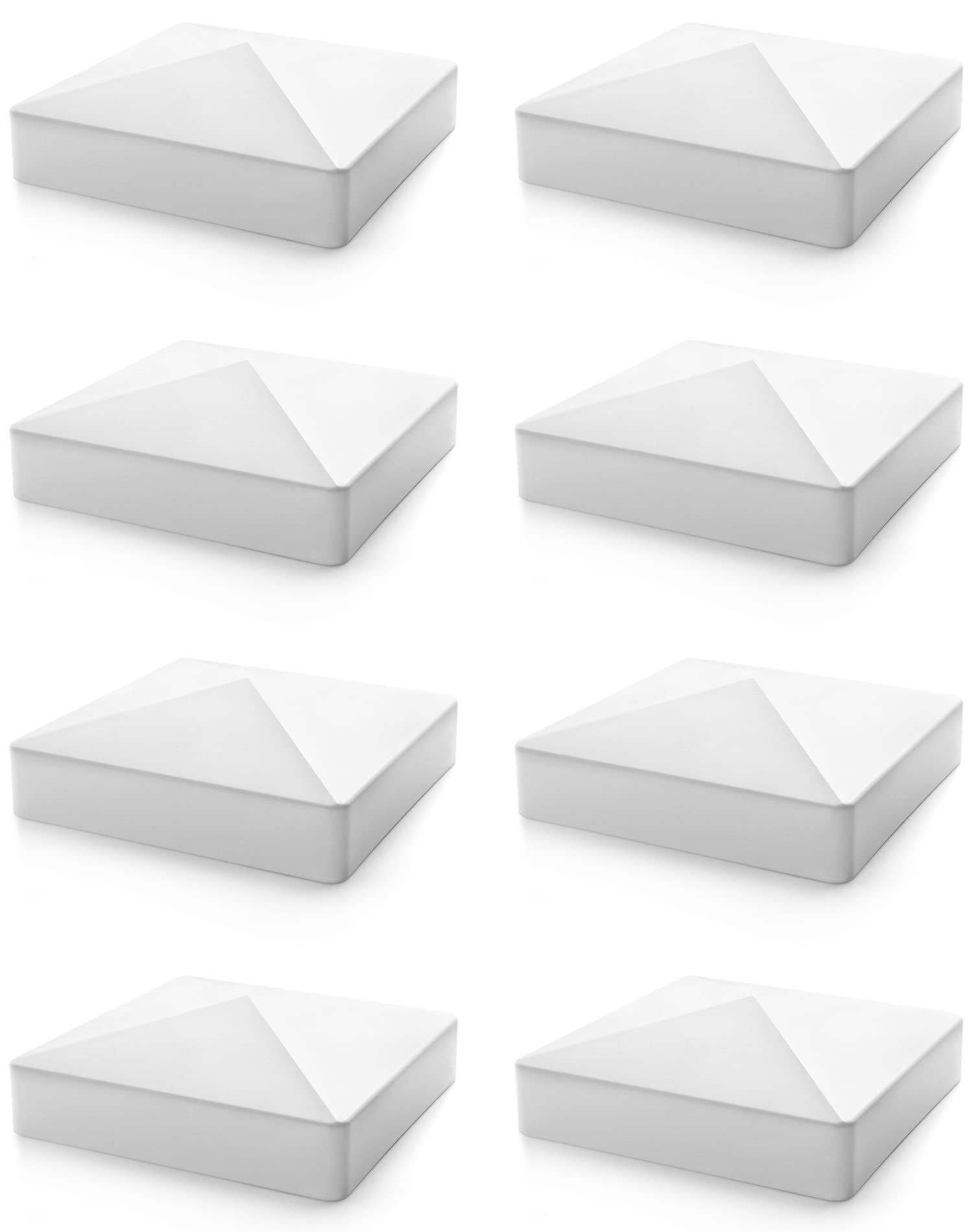 QWORK Vinyl Post Cap, 8 Pack 5" x 5" Vinyl Pyramid Fence Post Cap for ...