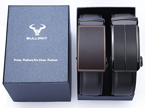 Bulliant Formal Leather Ratchet Belt Set For Men In Gift Box | Widest