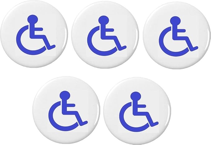Amazon.com: QTY 5 Wheelchair / Handicap Symbol Buttons Pins Disability ...