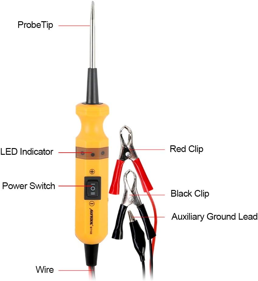 MRCARTOOL Automotive Circuit Tester 12V 24V Car Power Probe Electrical ...