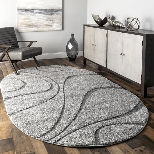 nuLOOM Carolyn Modern Shag Area Rug - Oval 5x8 Shag Area Rug ...