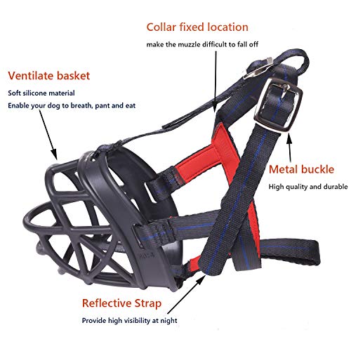 PetAZ Dog Muzzle,Soft Silicone Rubber Breathable Adjustable Pets ...