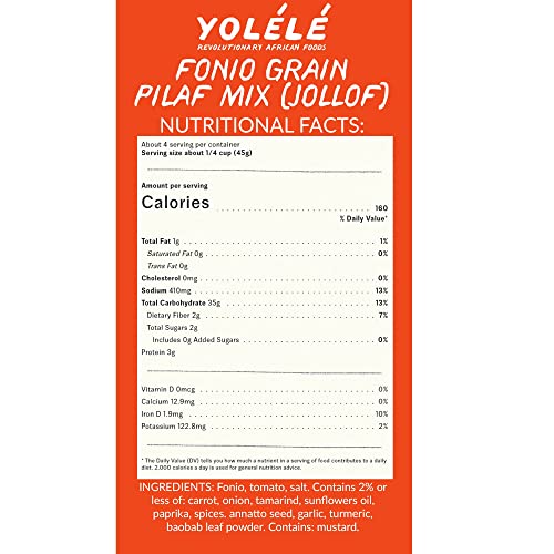 Yolélé Fonio Grain Pilaf Mix African Supergrain Ancient Grains Organic ...