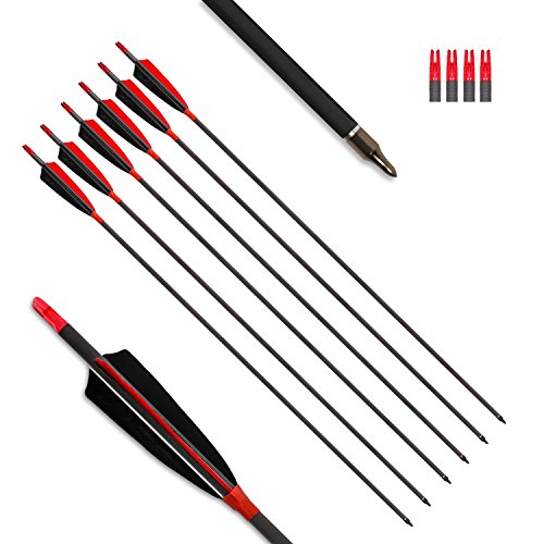 MS JUMPPER Archery Carbon Arrows 400 Spine with 4” Real Feather ...