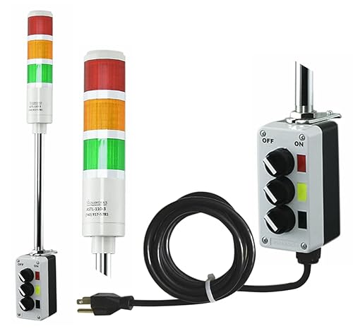 Signaworks 3 Stack Super Bright LED Andon Tower Light, Off-Steady, Red ...