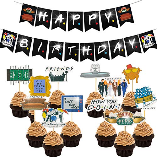 Friends Party Decorations Birthday Banner and Cupcake Topper Friends ...