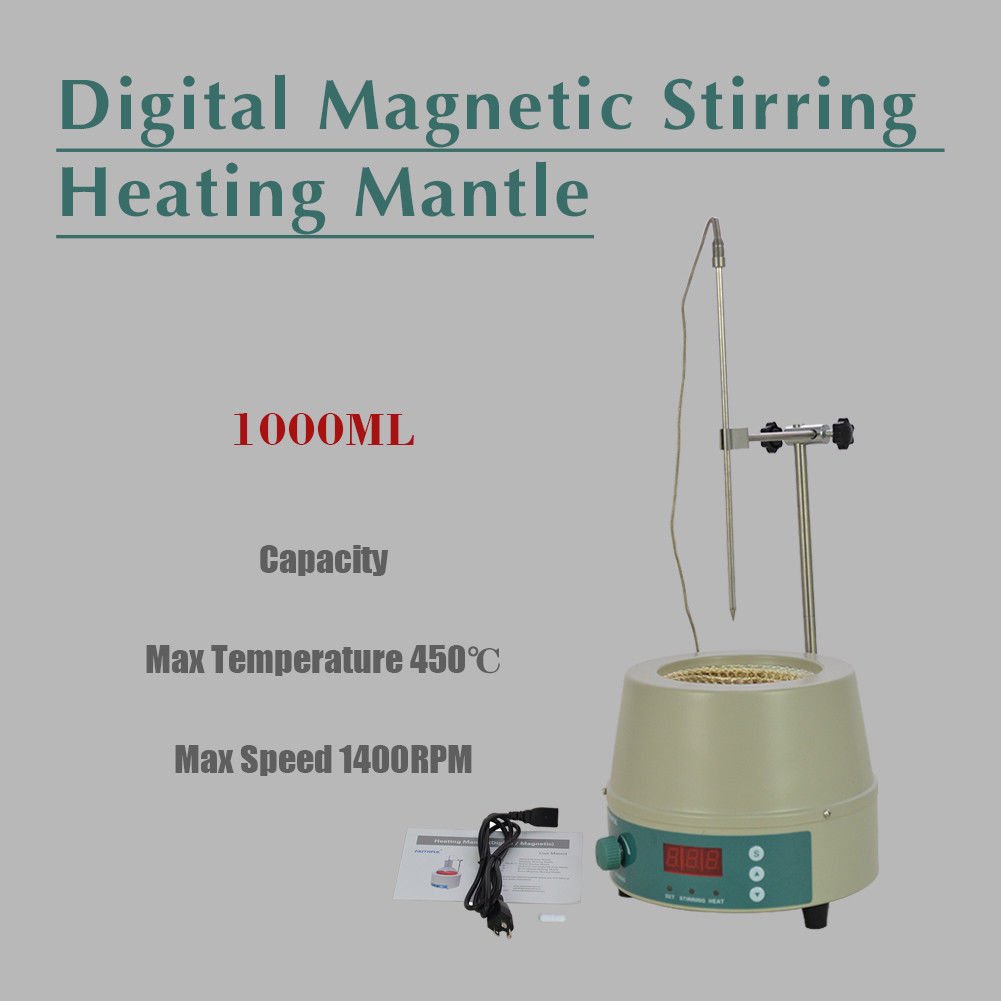 1000ml Electric Digital LCD Magnetic Stirring Heating Mantle 842℉ 350W ...