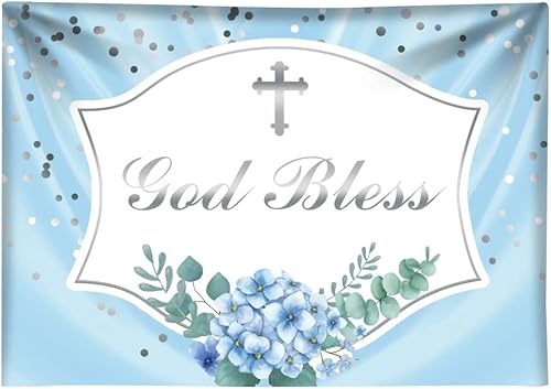 7x5FT God Bless Backdrop Baptism Party First Holy Communion Christening ...