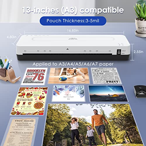 Laminator Machine 13Inch Laminating Machine - A3 Lamination Machine with 30 Laminating Pouches ...