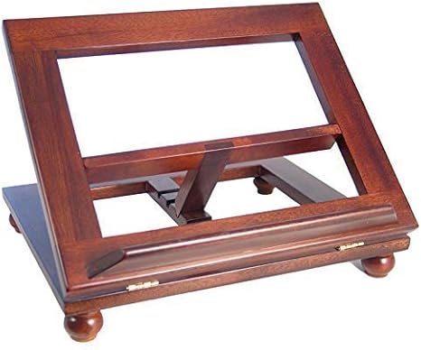 Dark mahogany wood bible book stand 16" by 10" adjustable table top ...