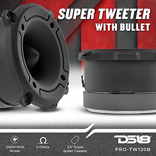 DS18 PRO-TW120B Super Tweeter in Black - 1", Aluminum Frame and ...