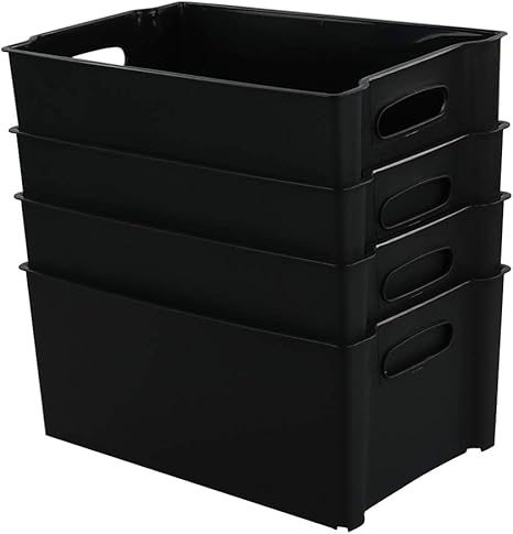 Lesbye Set of 4 Rectangular Plastic Stackable Storage Box Without Lid ...