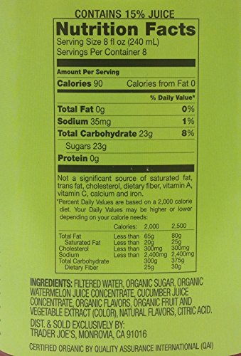 Trader Joe's Watermelon Cucumber Cooler - Made with Organic Watermelon Juice, 64 OZ(1.89 L ...