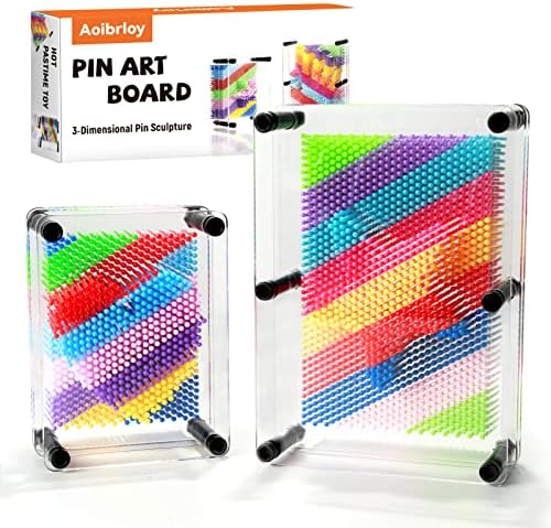 Aoibrloy 2 Pack 3D Pin Art Toy，Rainbow Sensory Pin Art Board Assorted ...