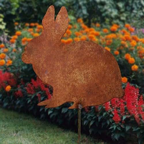 Amazon.com: Rabbit metal stake - Rusty rabbit art - Bunny garden stake ...