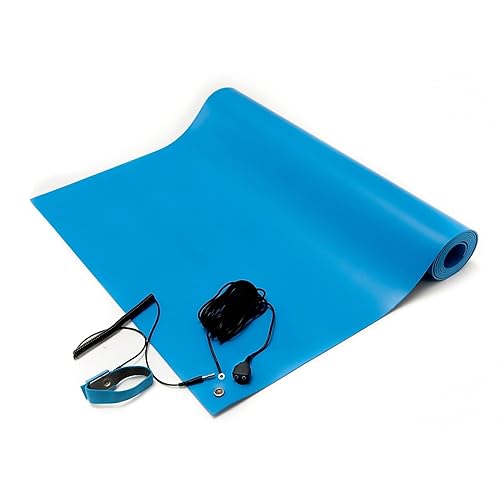 Bertech ESD Anti-Static Table Mat Kit, 18 In. x 36 In., Blue, Includes ...
