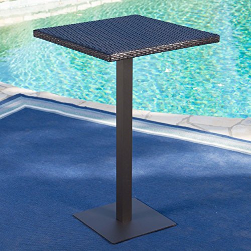 Dominique Outdoor 26 Inch Multibrown Wicker Square Bar Table