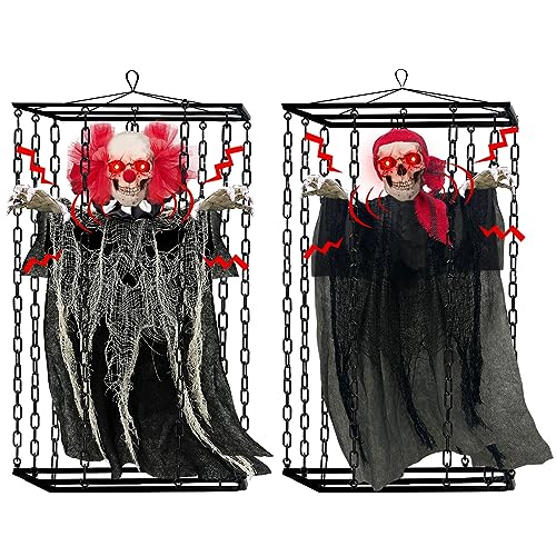 [2 Pack & Sound Activated] Halloween Animatronic Decorations Outdoor ...