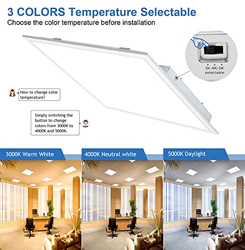 2x2 FT LED Drop Ceiling Light Fixture 40W 3000K-4000K-5000K 3 Color ...