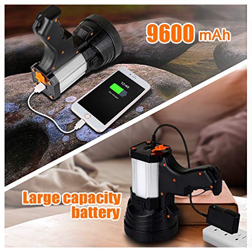 Super Bright Rechargeable Spotlight Flashlight,6000 Lumens Handheld ...