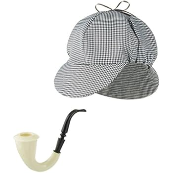 Amazon.com : Adult Sherlock Holmes Detective Sleuth Hat With Pipe ...
