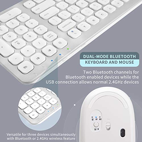 Multi-Device Bluetooth Keyboard and Mouse, Rechargeable Dual-Mode ...