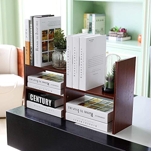 YCOCO Desktop Organizer Storage Rack Countertop Bookshelf Wood Display ...