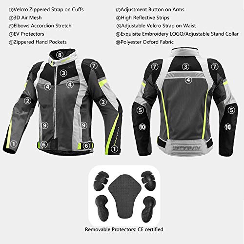 Summer Motorcycle Riding Jacket,Mesh Breathable CE Armored Anti-Impact ...