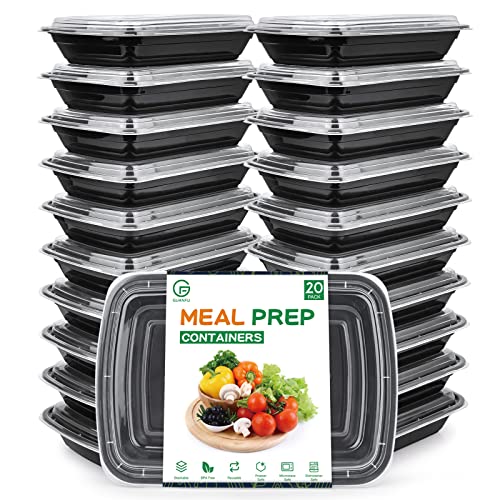 [20 Pack] Meal Prep Containers 1 Compartment, BPA Free Reusable Plastic ...