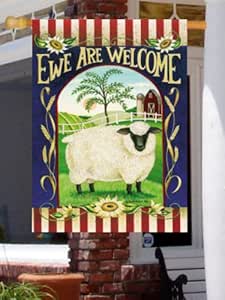 Amazon.com : Ewe Are Welcome Large Flag Sheep Farm Red White Blue ...