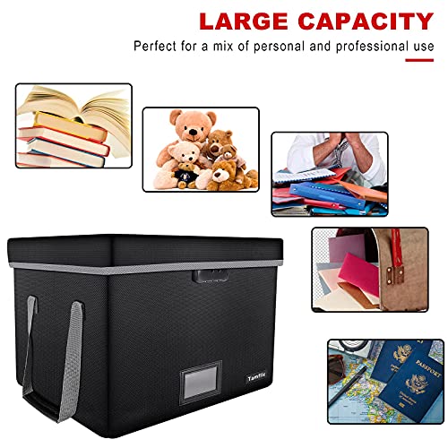 Fireproof File Storage Box with Lid, Collapsible Portable Document Safe ...