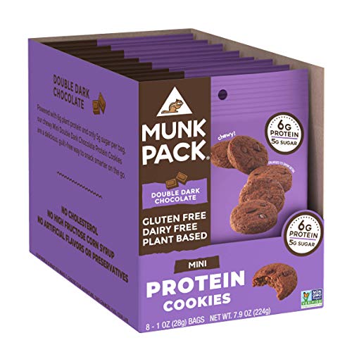 Munk Pack Mini Protein Cookies, Double Dark Chocolate, 8 Pack, 6 Grams ...