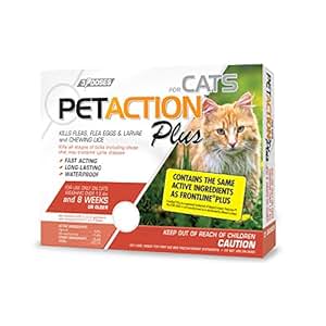 Amazon.com : Pet Action Plus Flea & Tick Treatment for Cats Over 1.5 ...