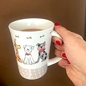 Set of 4 Dog Mugs Cups White Porcelain China for Tea Coffee, Dishwasher ...