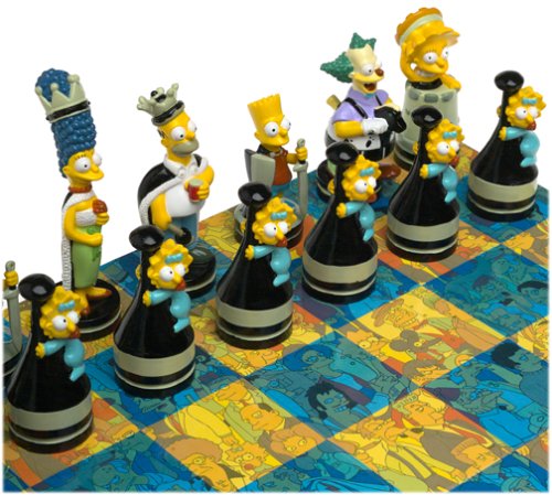 Simpsons Chess Set with Laminated fold-up playing board - Want It All