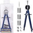 Amazon.com : OFFIZEUS Professional Compass for Geometry with Extra Lead ...