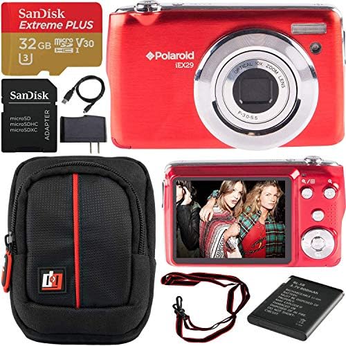 Polaroid iEX29 18MP 10x Optical Zoom Compact Digital Camera (Red) with ...