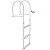 VEVOR Retractable Dock Ladder with Rubber Mat, Pontoon Boat Ladder 27 ...