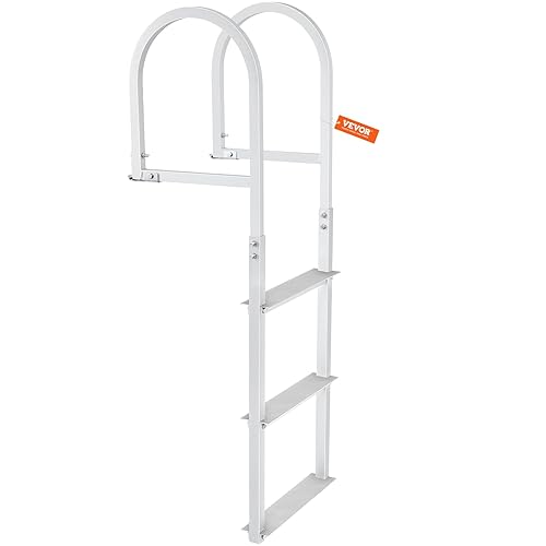 VEVOR Retractable Dock Ladder with Rubber Mat, Pontoon Boat Ladder 27 ...
