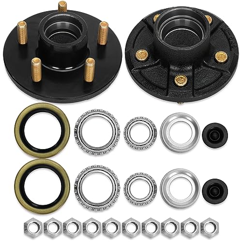 2 Sets 3500lb Trailer Axle Trailer Hub Kit 5 Bolt 4.5",5×4.5 Trailer ...